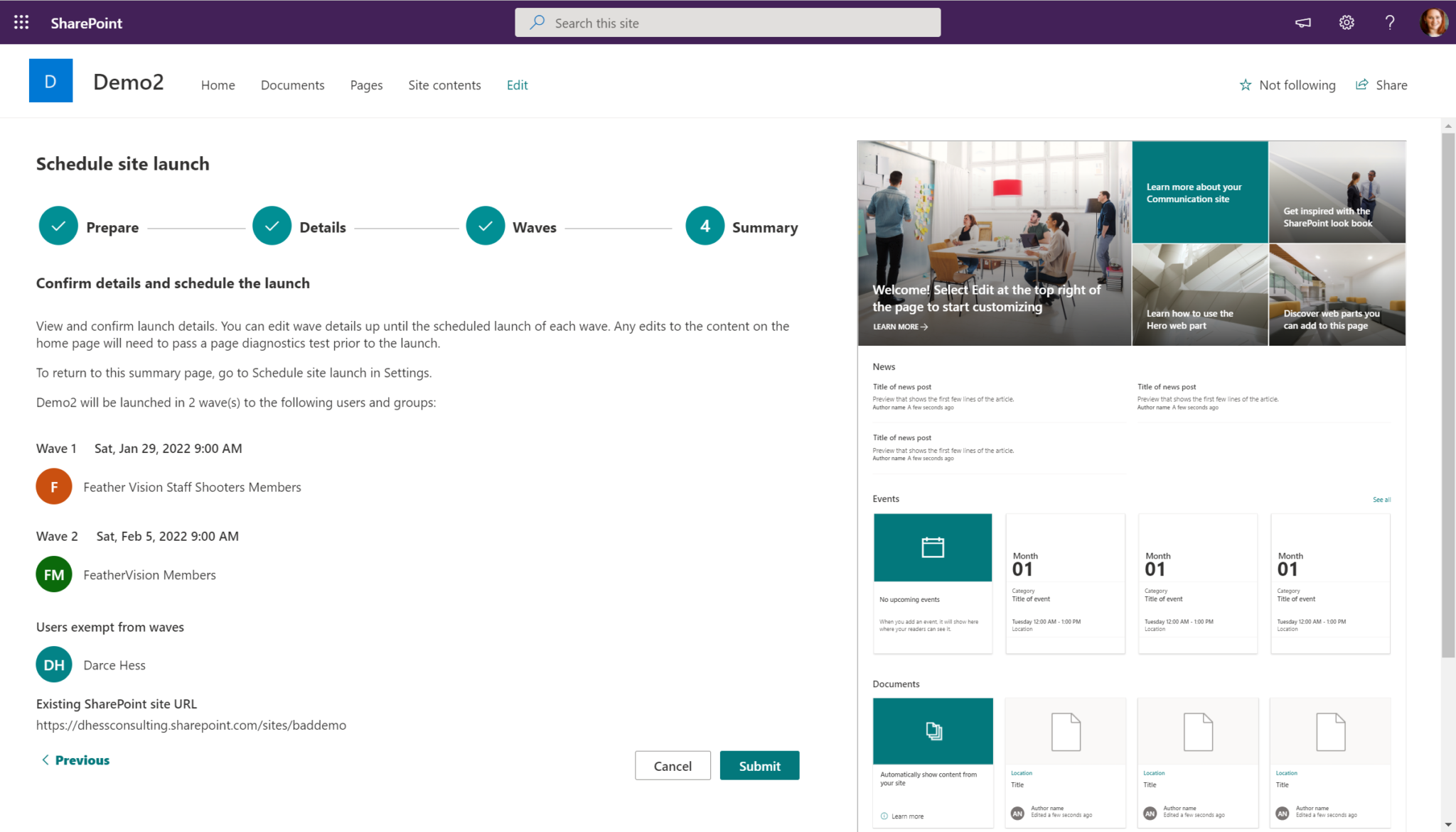 Schedule the Launch of a new site in SharePoint Online – D'arce Hess's Blog