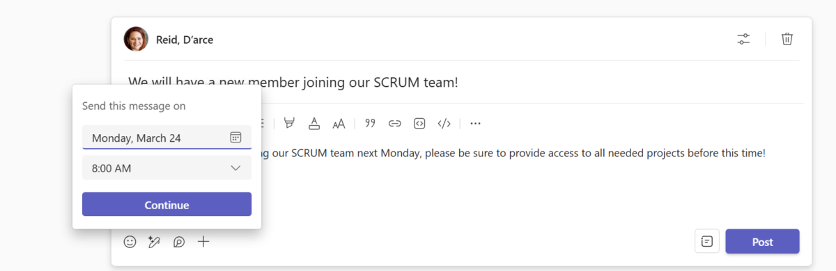 Schedule your Microsoft Teams Channel Messages – D'arce Hess's Blog